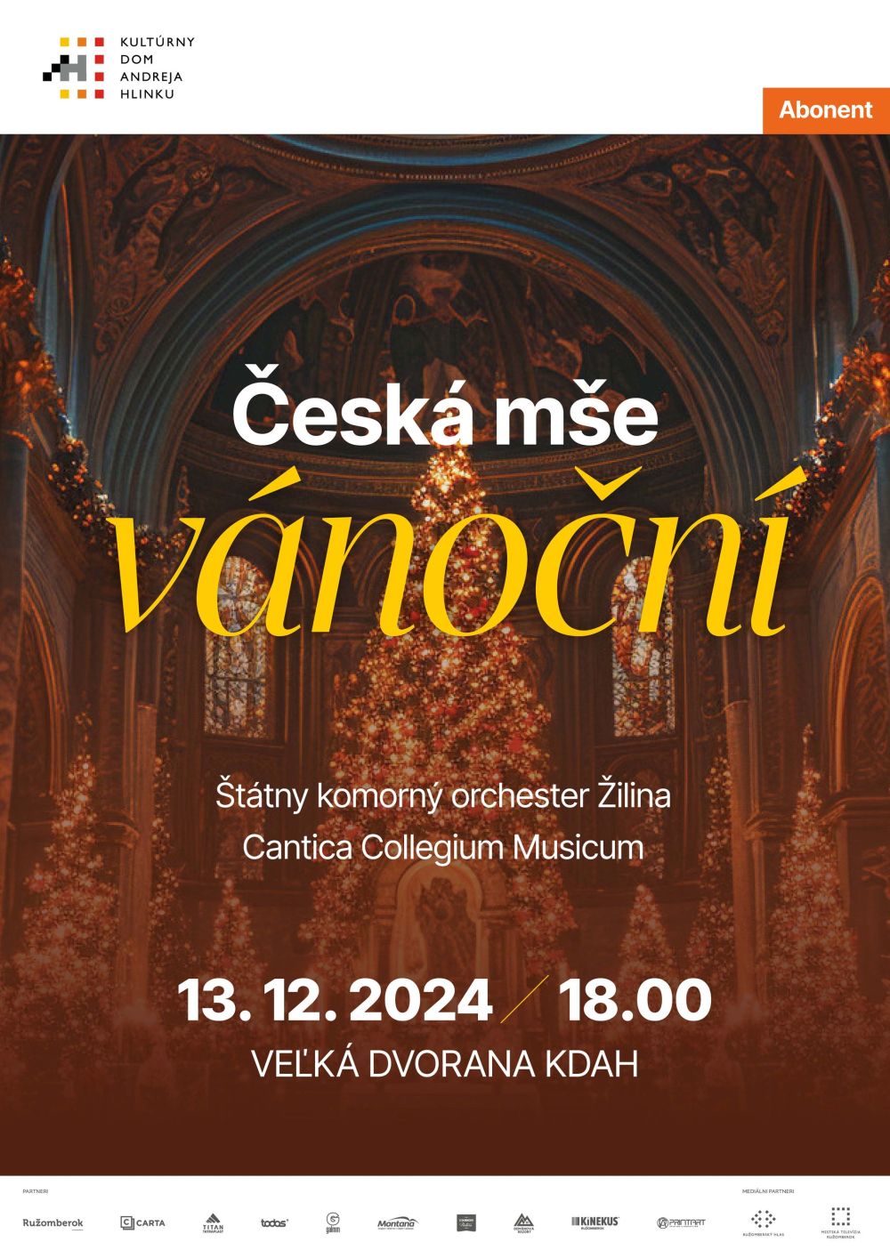 ABONENT 2024/2025: ČESKÁ MŠE VÁNOČNÍ (Kultúrny dom A. Hlinku) | Ružomberok